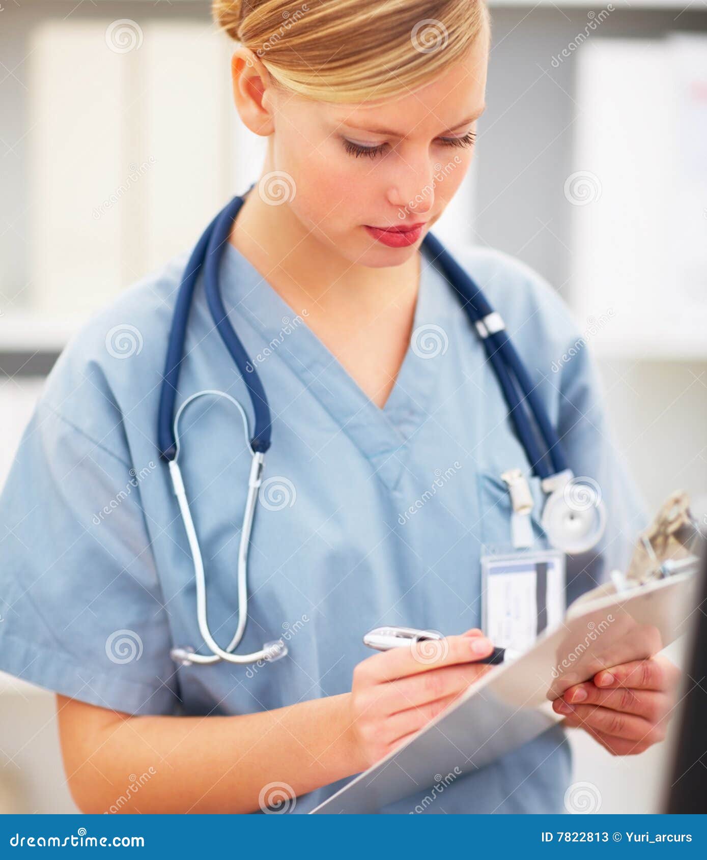 Successful Lady Doctor with Pen and Notepad Stock Image - Image of blue ...