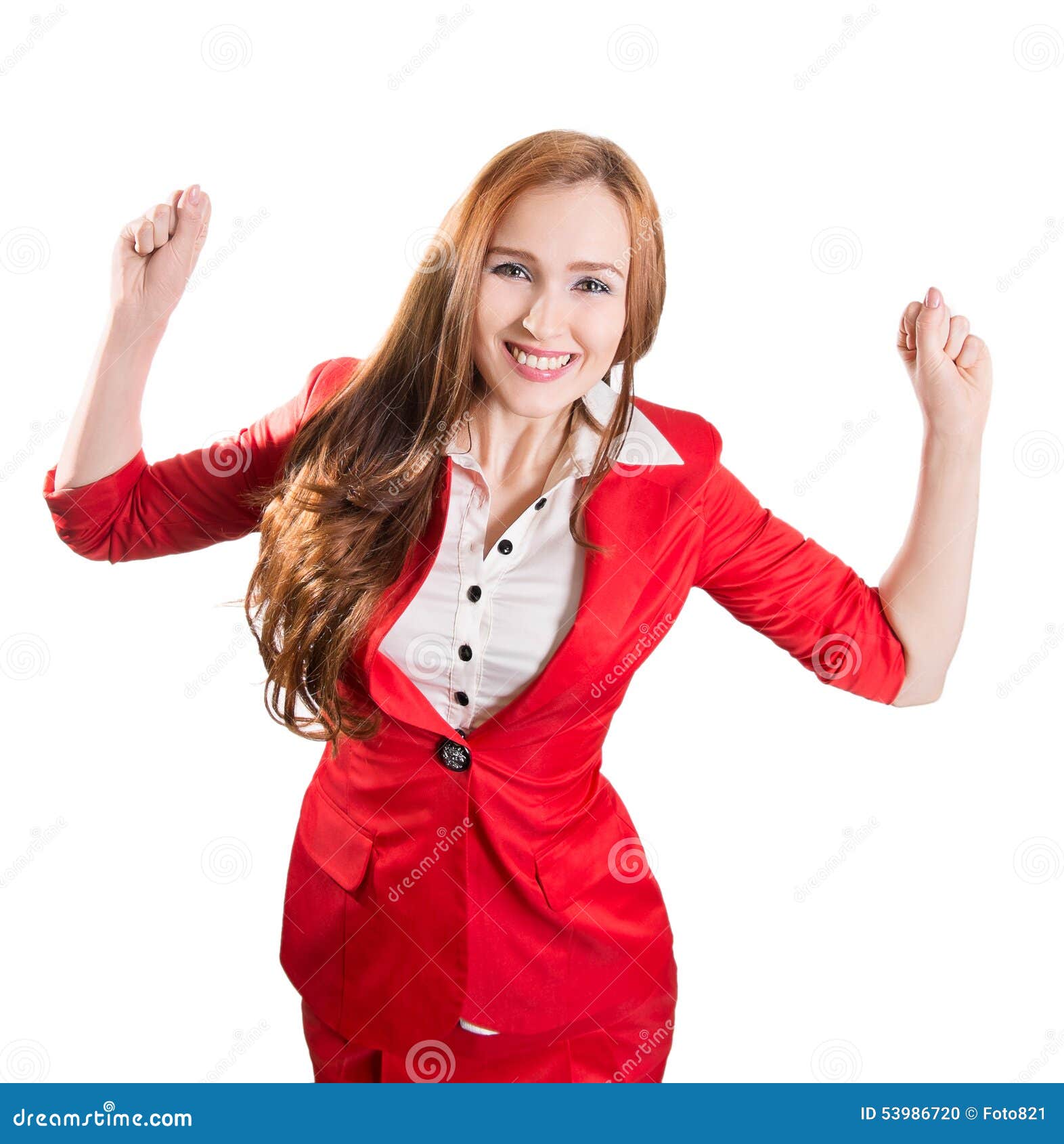 Successful lady in red stock photo. Image of hand, lifestyle - 53986720