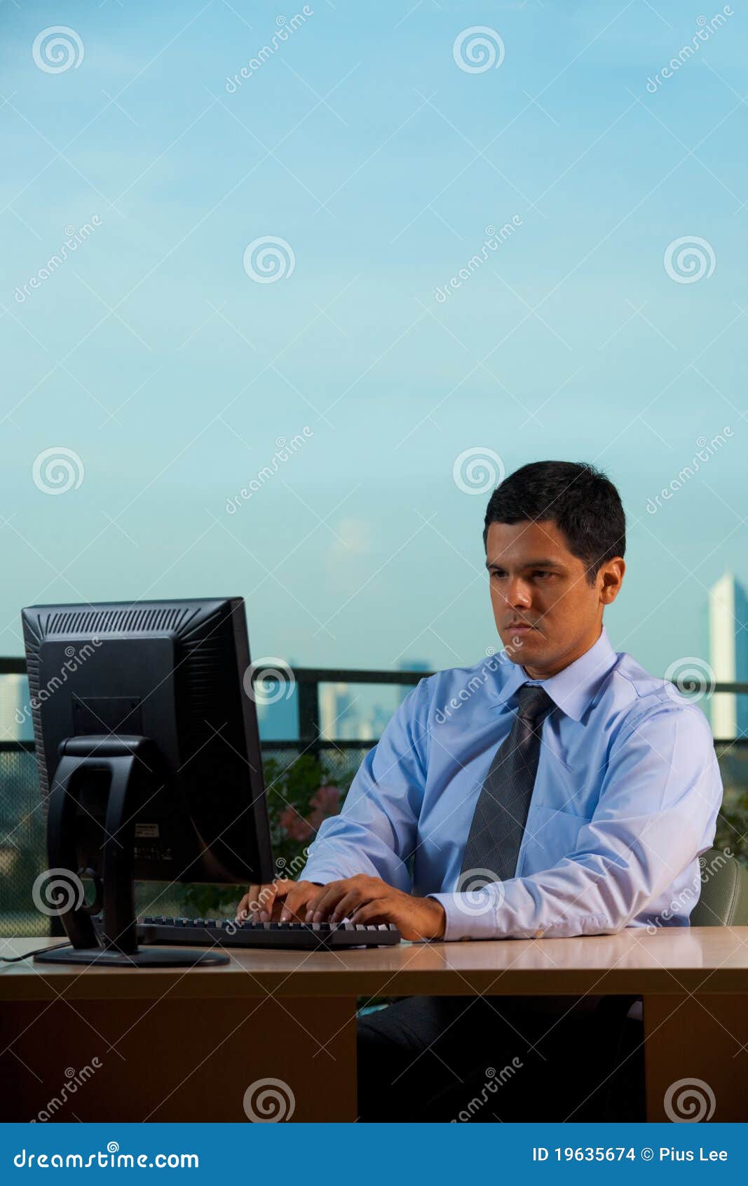 Successful Latino Businessman Office with View Stock Photo - Image of ...