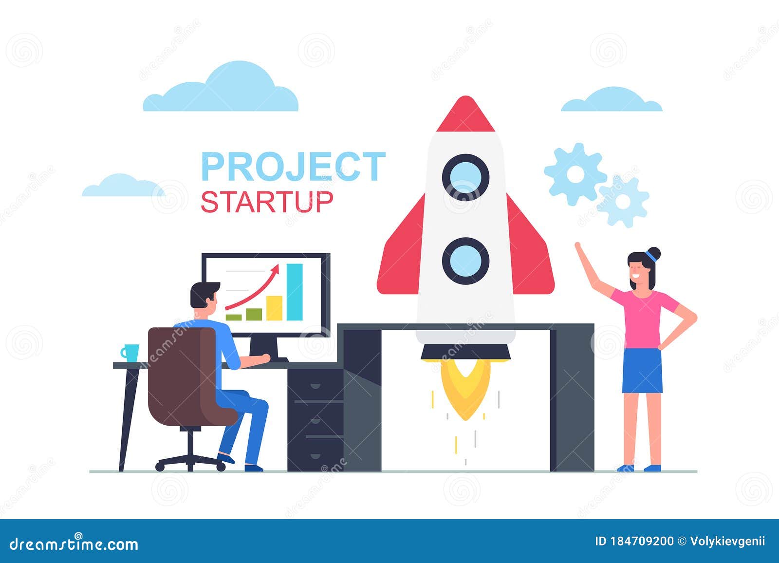 Successful Launch of Startup Stock Vector - Illustration of creative ...