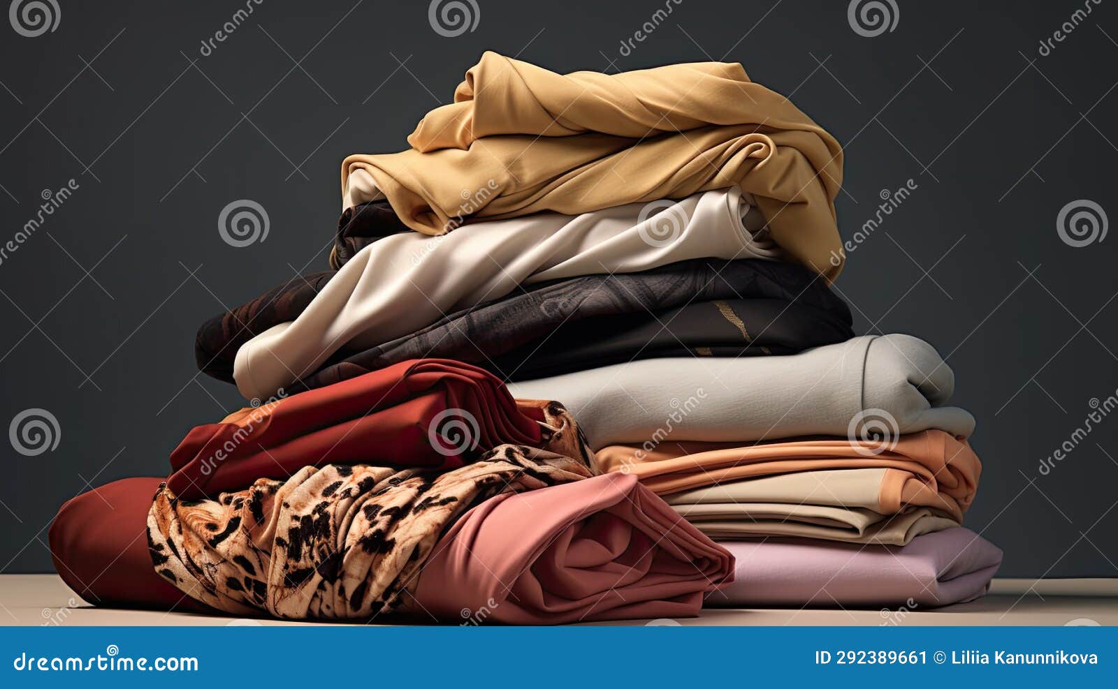 A Successful Laundry Day. a Stack of Fresh, Clean Clothes on a Wooden ...