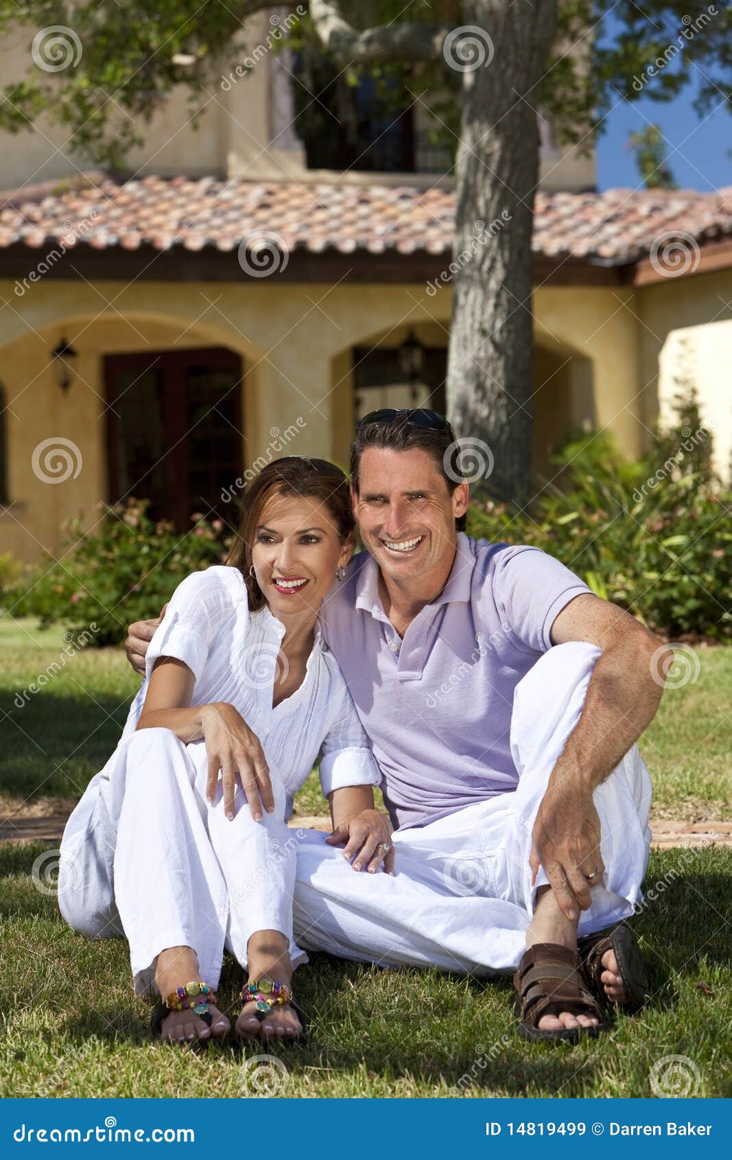 Successful Loving Happy Couple Sitting Outside Stock Image - Image of ...