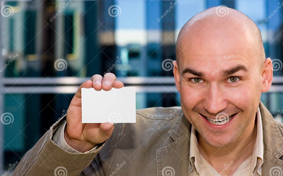 Successful Man with Business Card Stock Image - Image of businessman ...