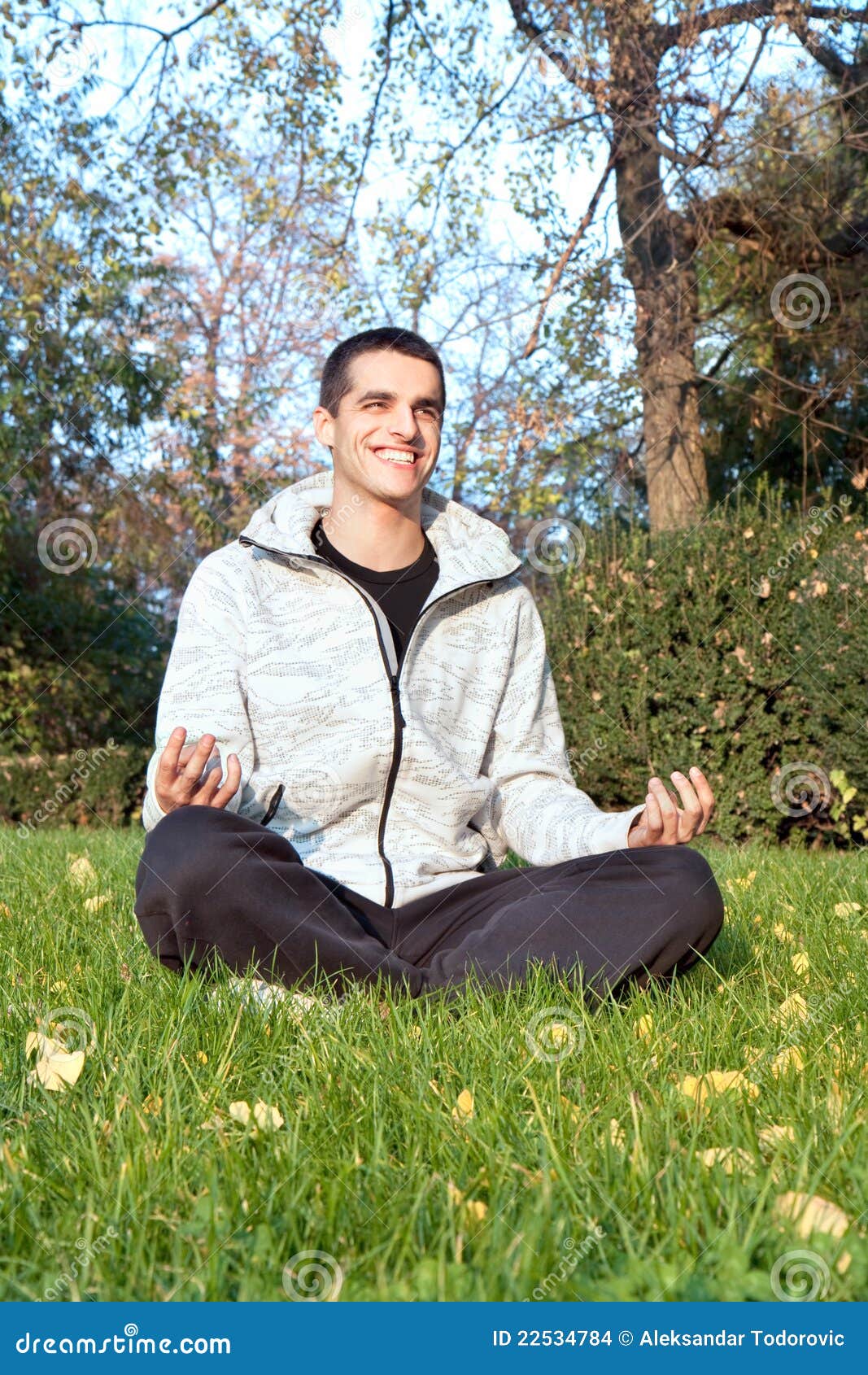 Successful Man Finding Peaceful Freedom in Park Stock Photo - Image of ...