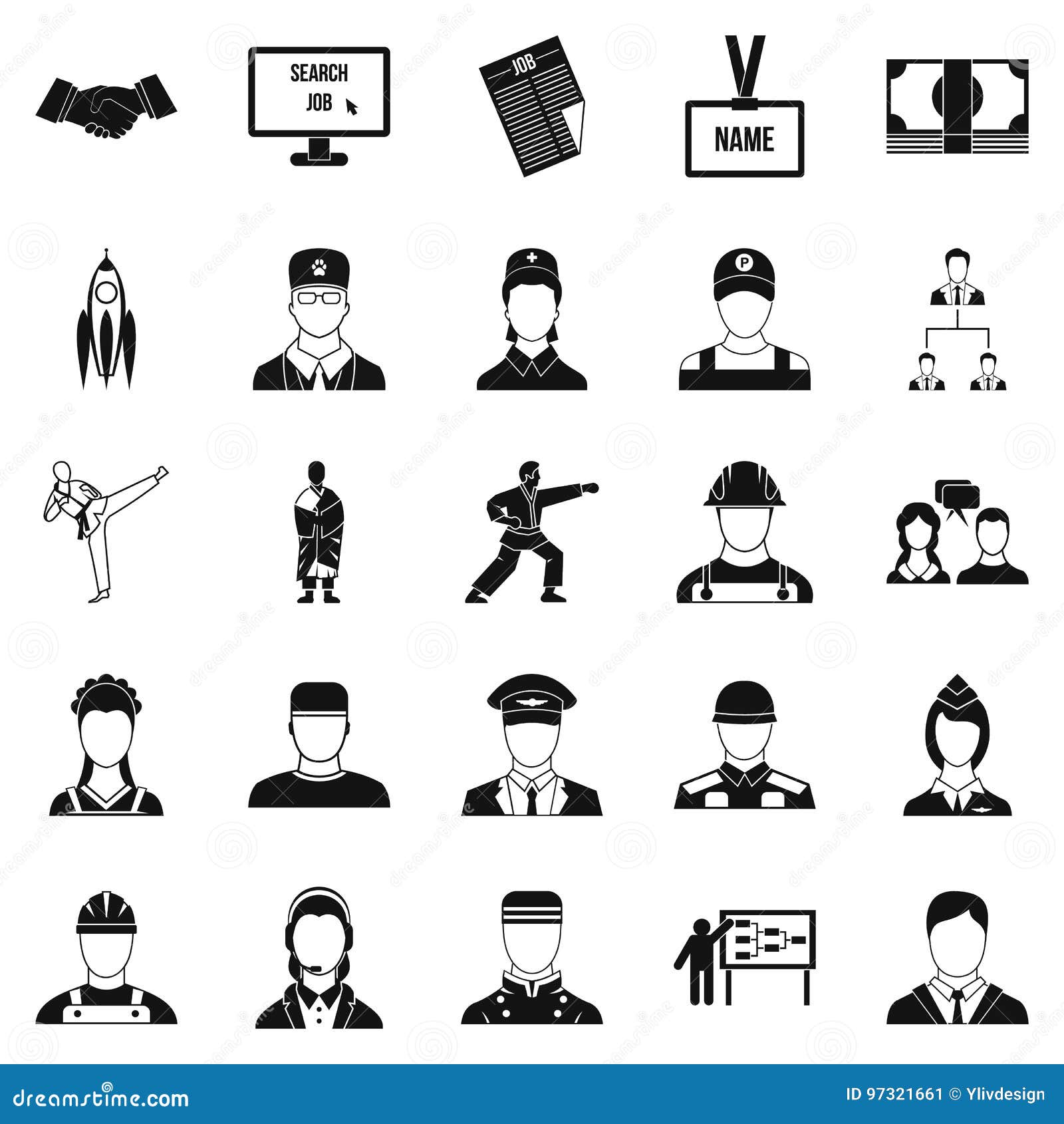 Successful Man Icons Set, Simple Style Stock Vector - Illustration of ...