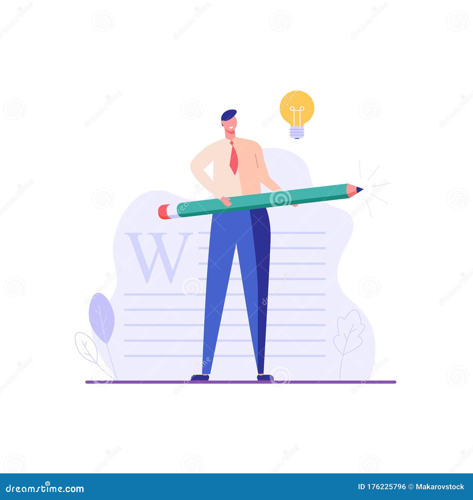 Successful Man with a Pencil Writing or Editing a Text. Concept of ...