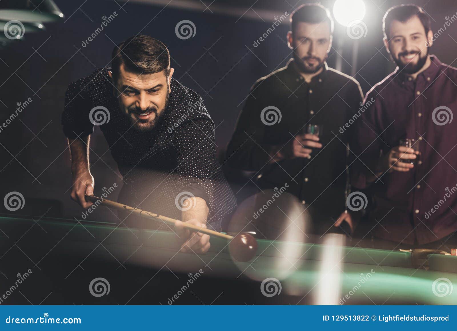 Successful Man Playing in Pool at Bar Stock Photo - Image of drink ...