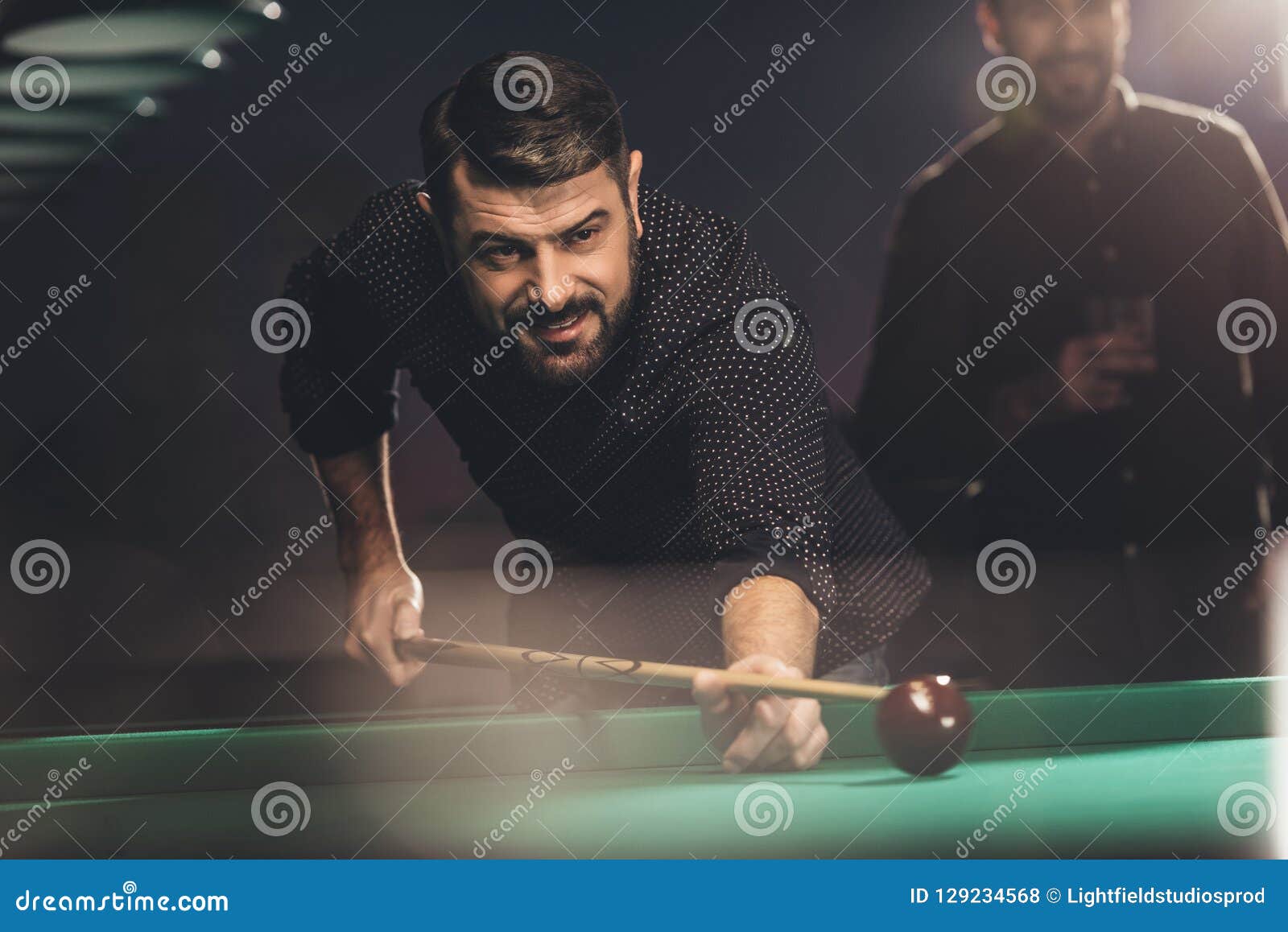 Successful Man Playing in Pool at Bar Stock Photo - Image of ...
