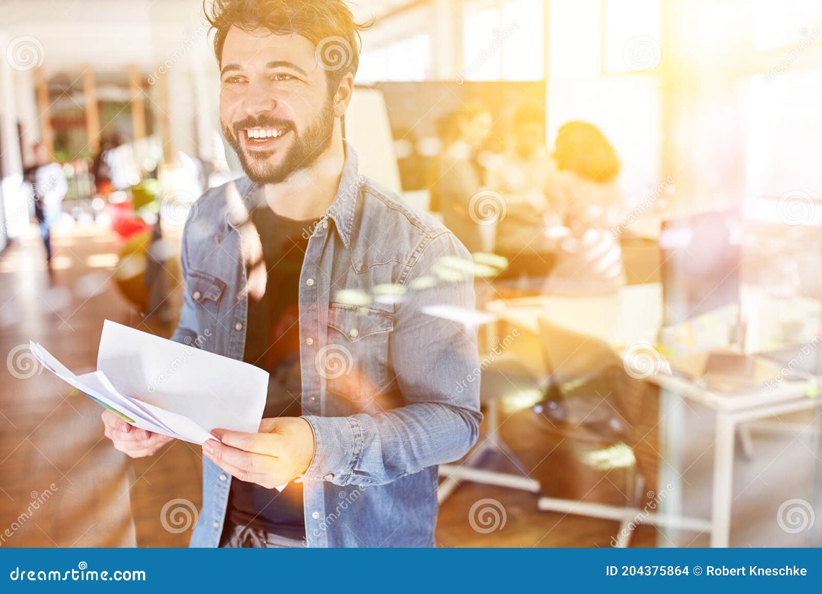 Successful Man in Startup Office with Order Stock Photo - Image of news ...