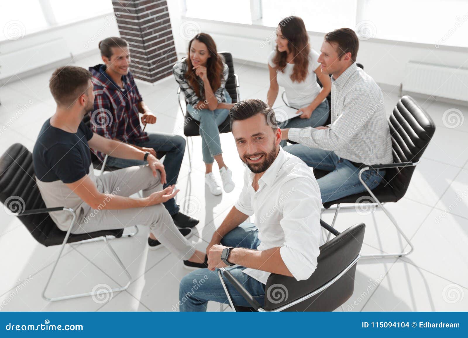 Manager and His Team Sitting in the Office Stock Photo - Image of ...