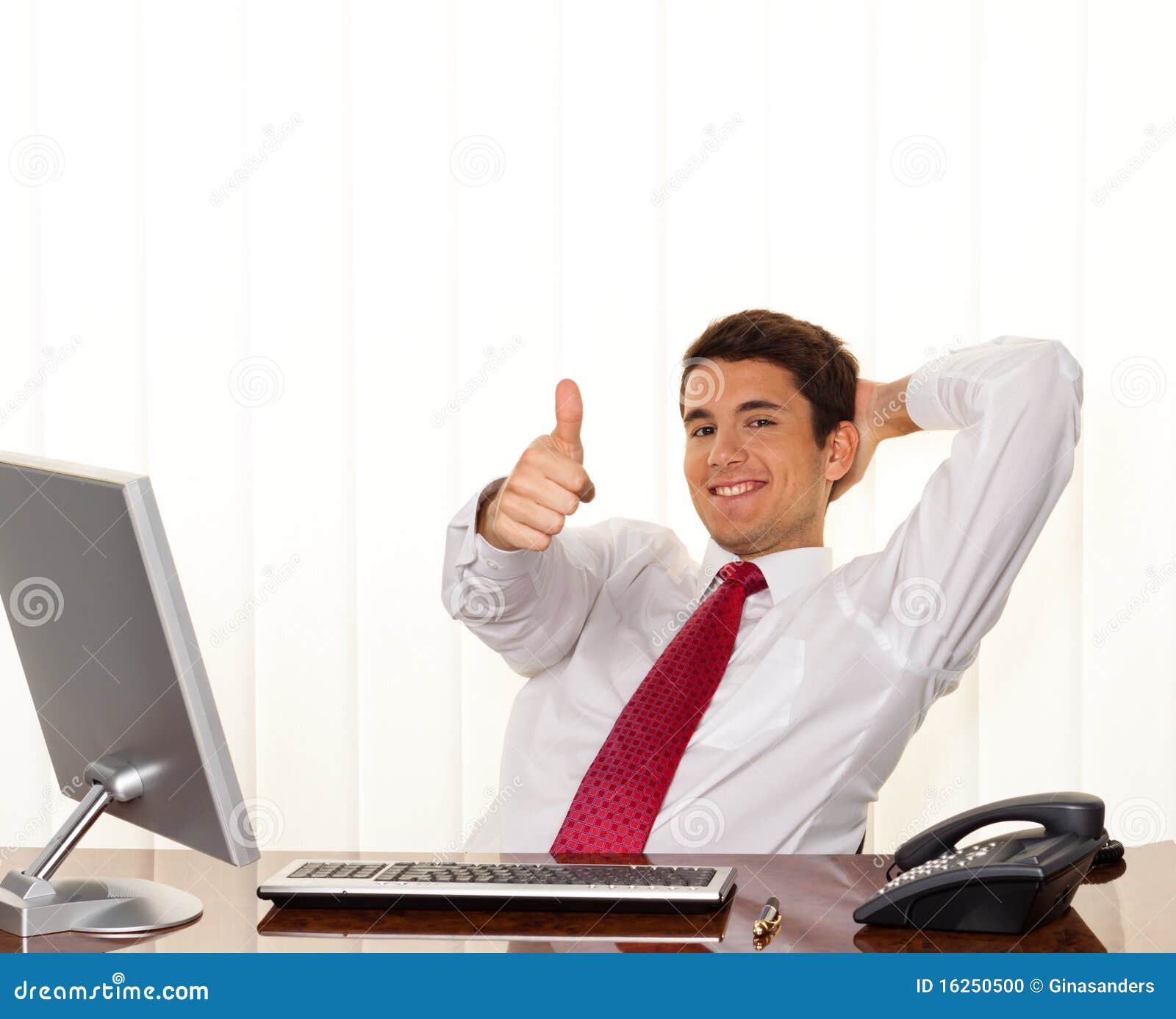 Successful Manager Sits at a Desk Stock Photo - Image of employees ...