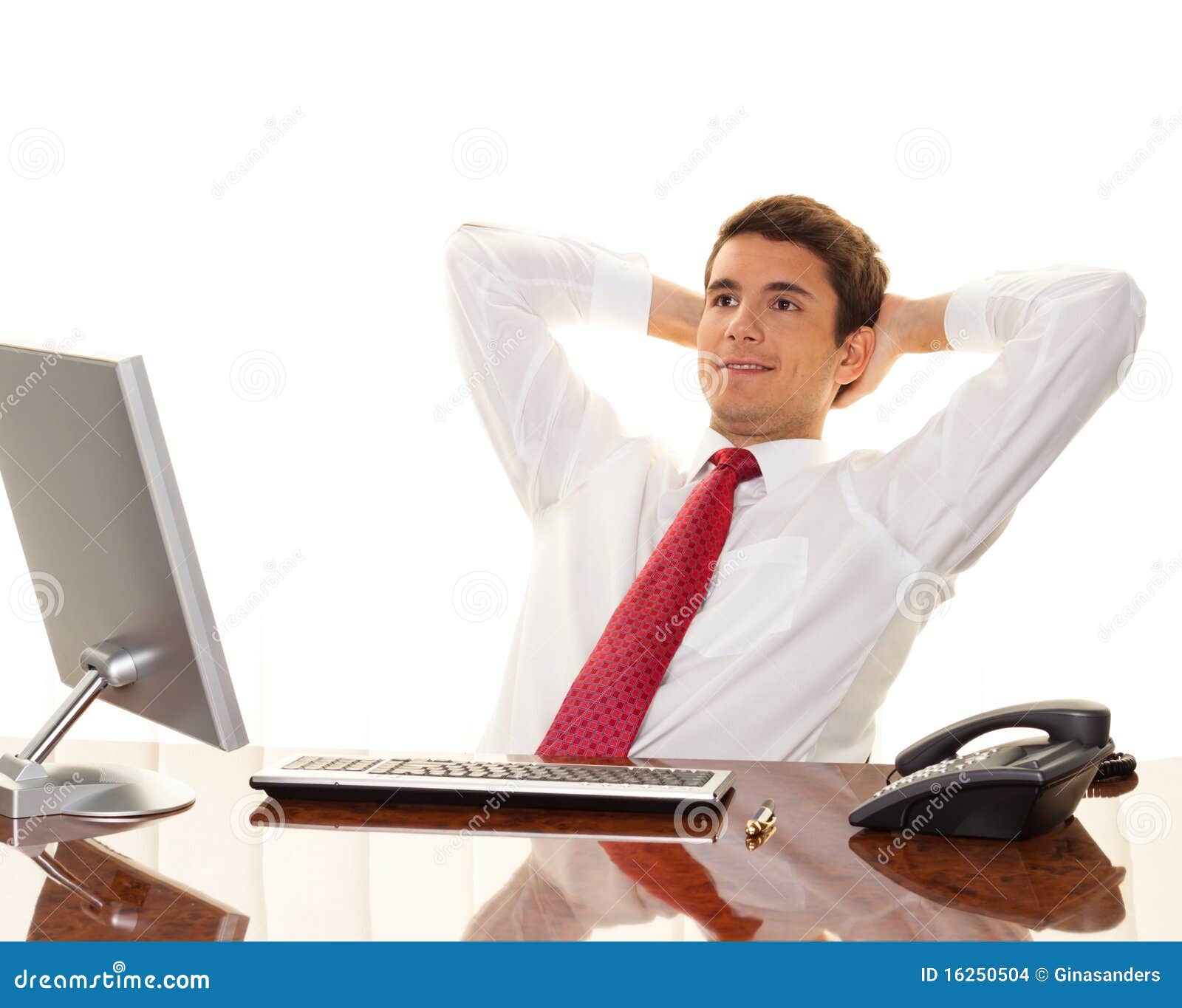 Successful Manager Sits at a Desk Stock Photo - Image of successful ...