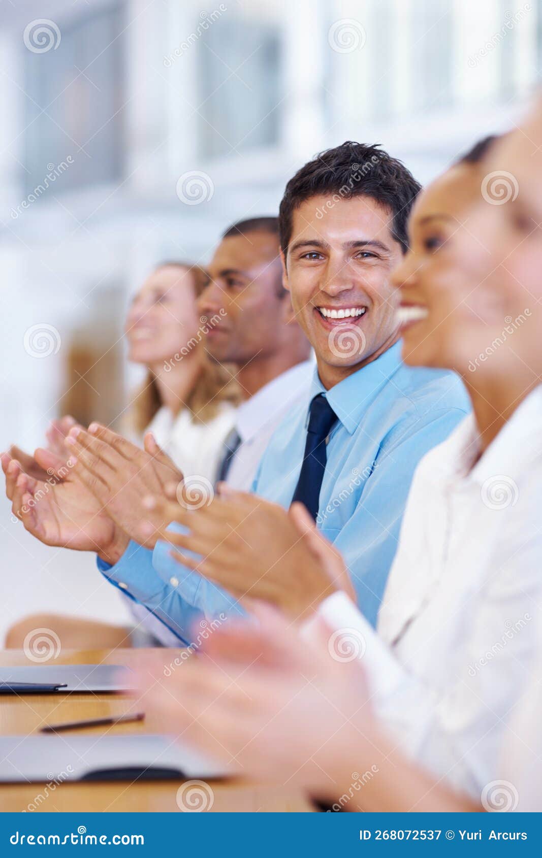 Successful Meeting. Portrait of Happy Professionals Clapping after ...