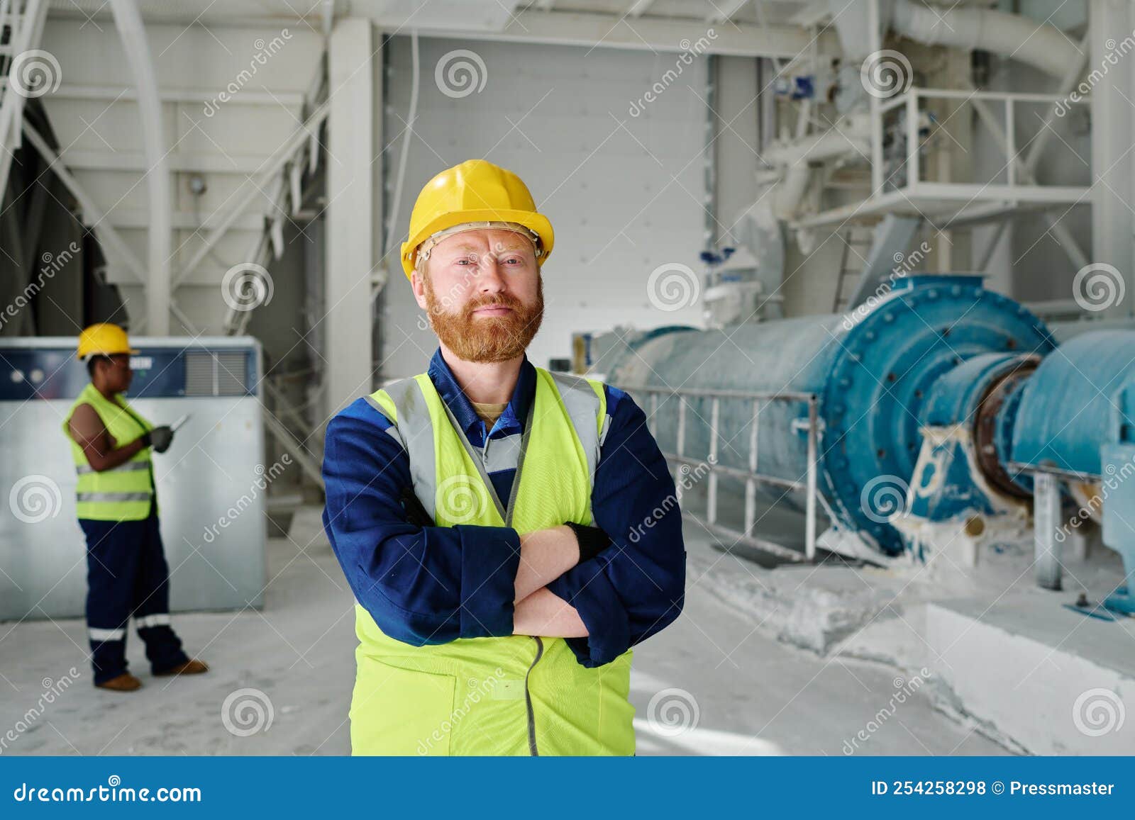 Successful Middle Aged Engineer or Worker of Marble Plant Looking at ...
