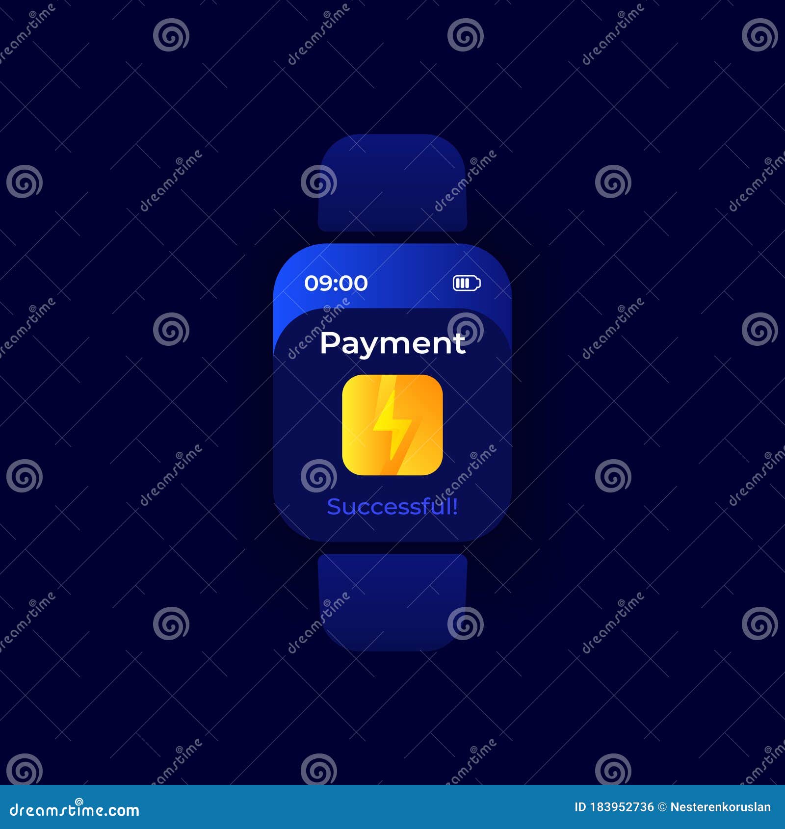 Successful Payment Smartwatch Interface Vector Template Stock Vector - Illustration of purchase ...