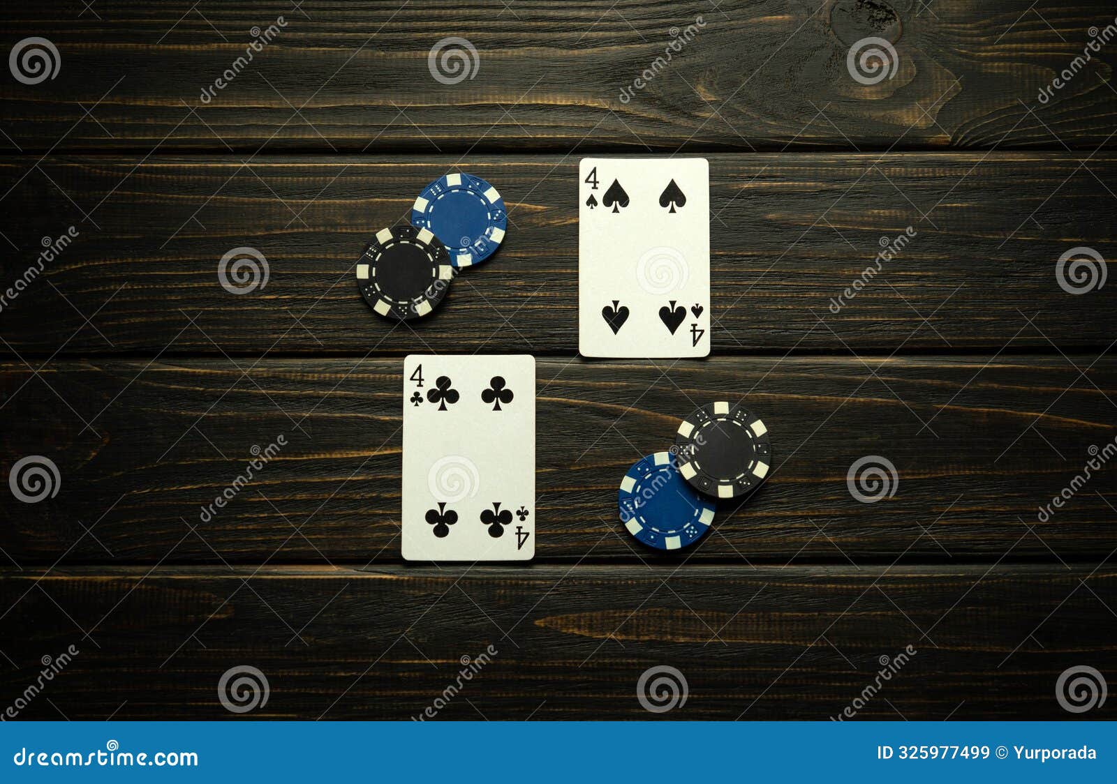 A Successful Poker Game Layout on a Vintage Club Table with One Pair ...