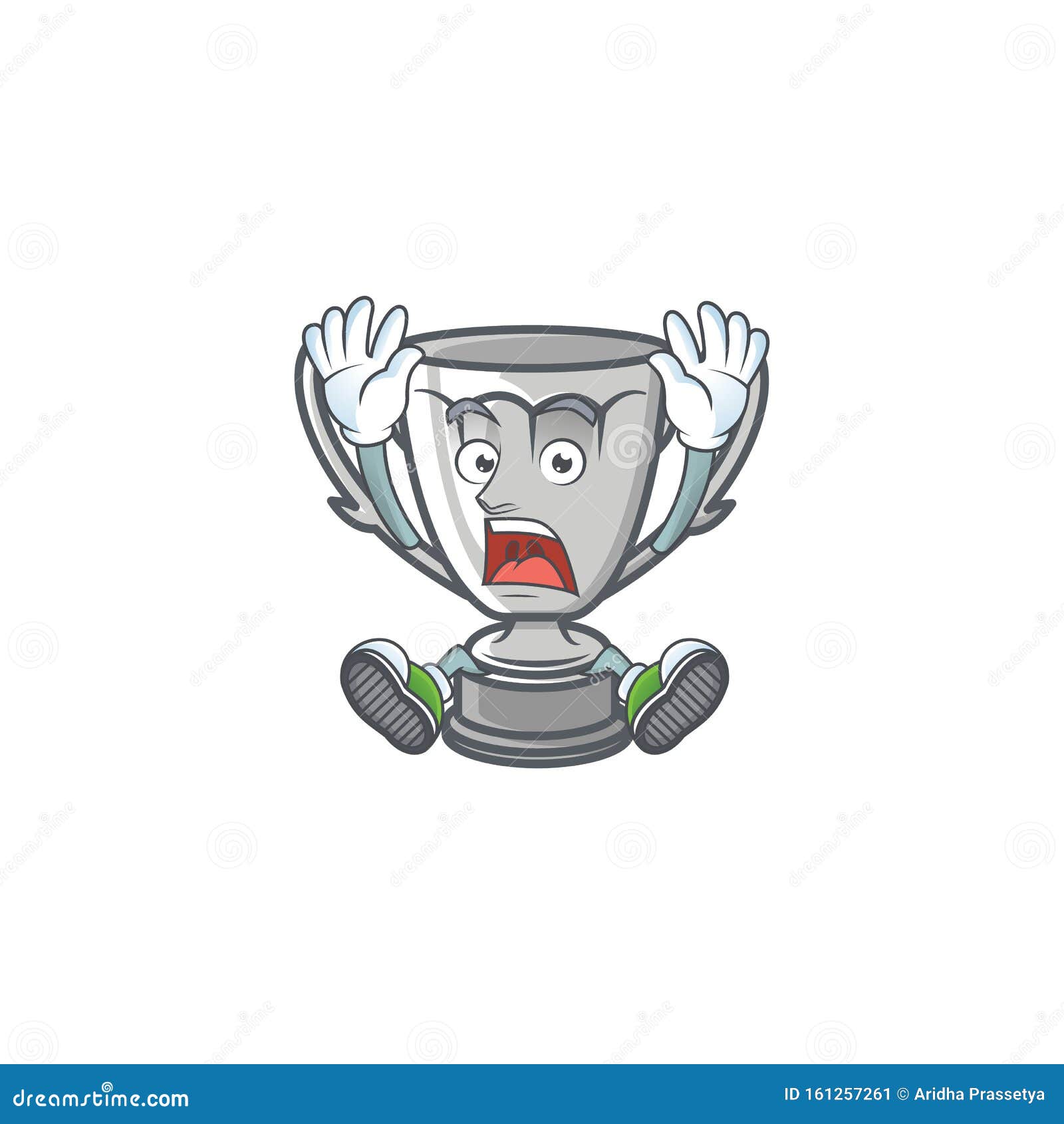 Successful Silver Trophy with Cartoon Character Shape Stock Vector ...