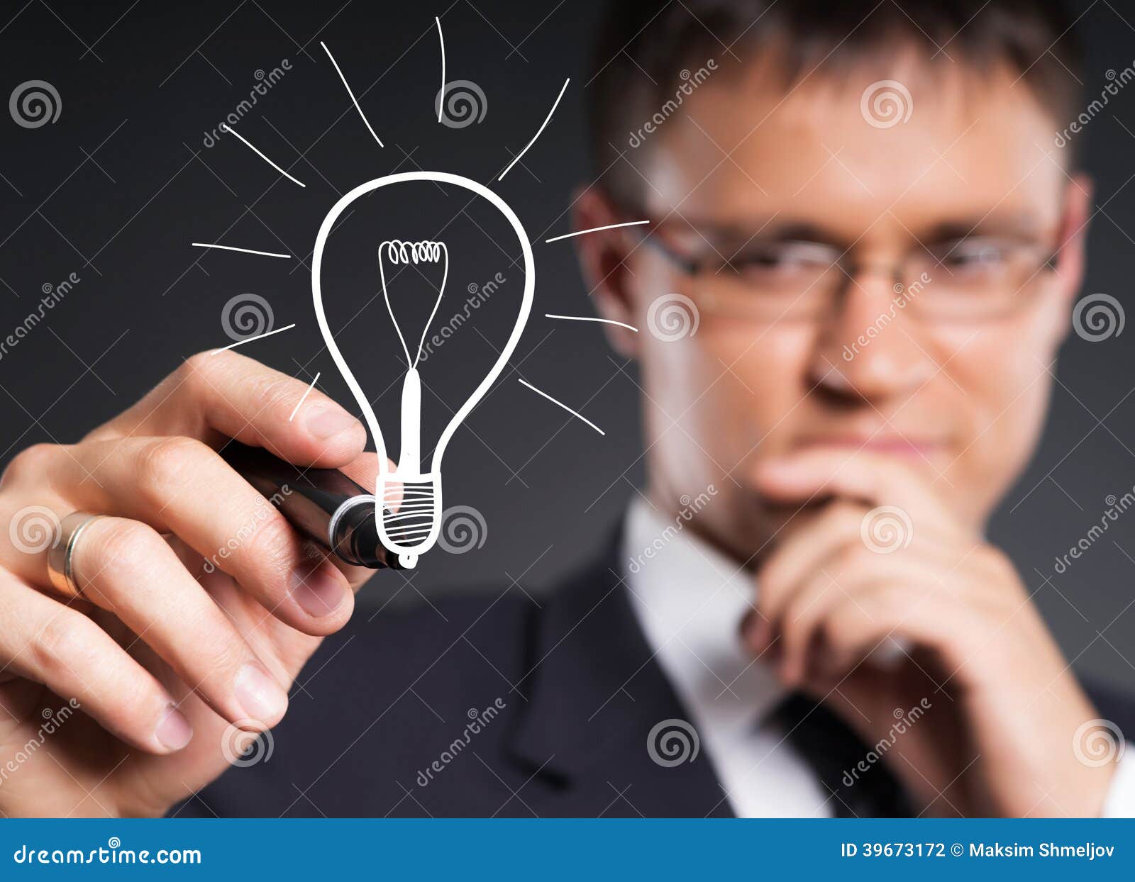 Successful and Smart Businessman Writing with a Marker Stock Photo ...