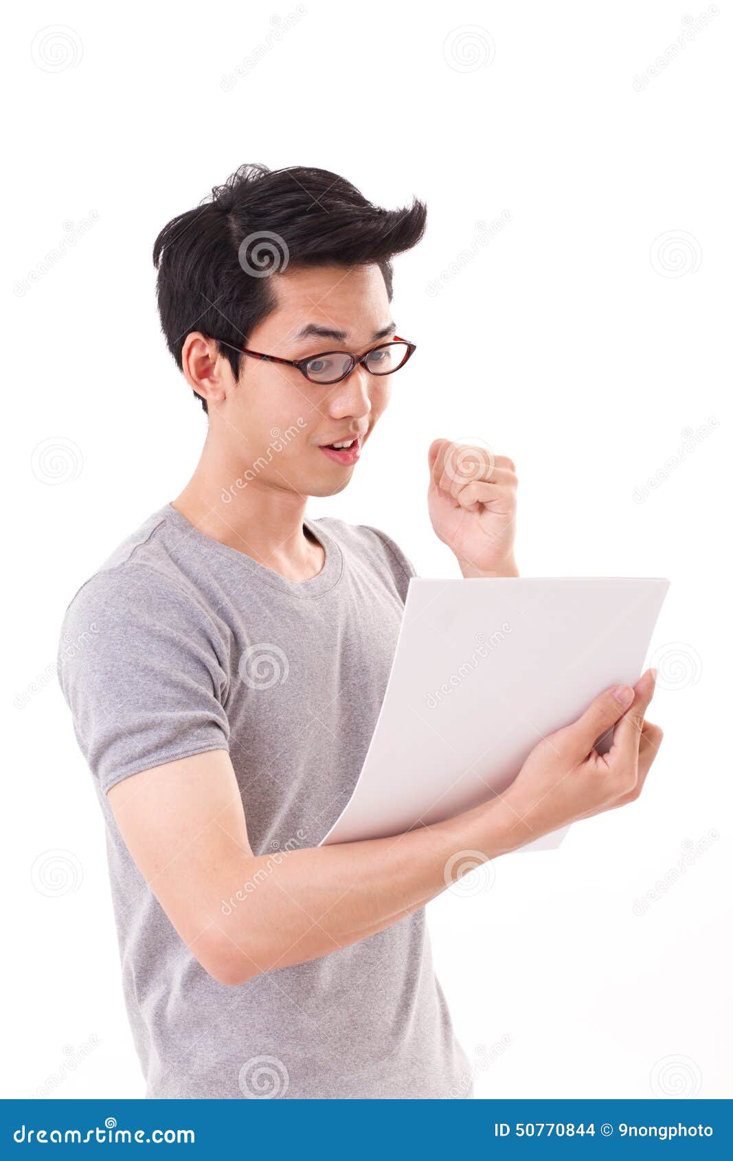 Successful Smart Nerd or Geek Student Man Looking at Document Stock ...