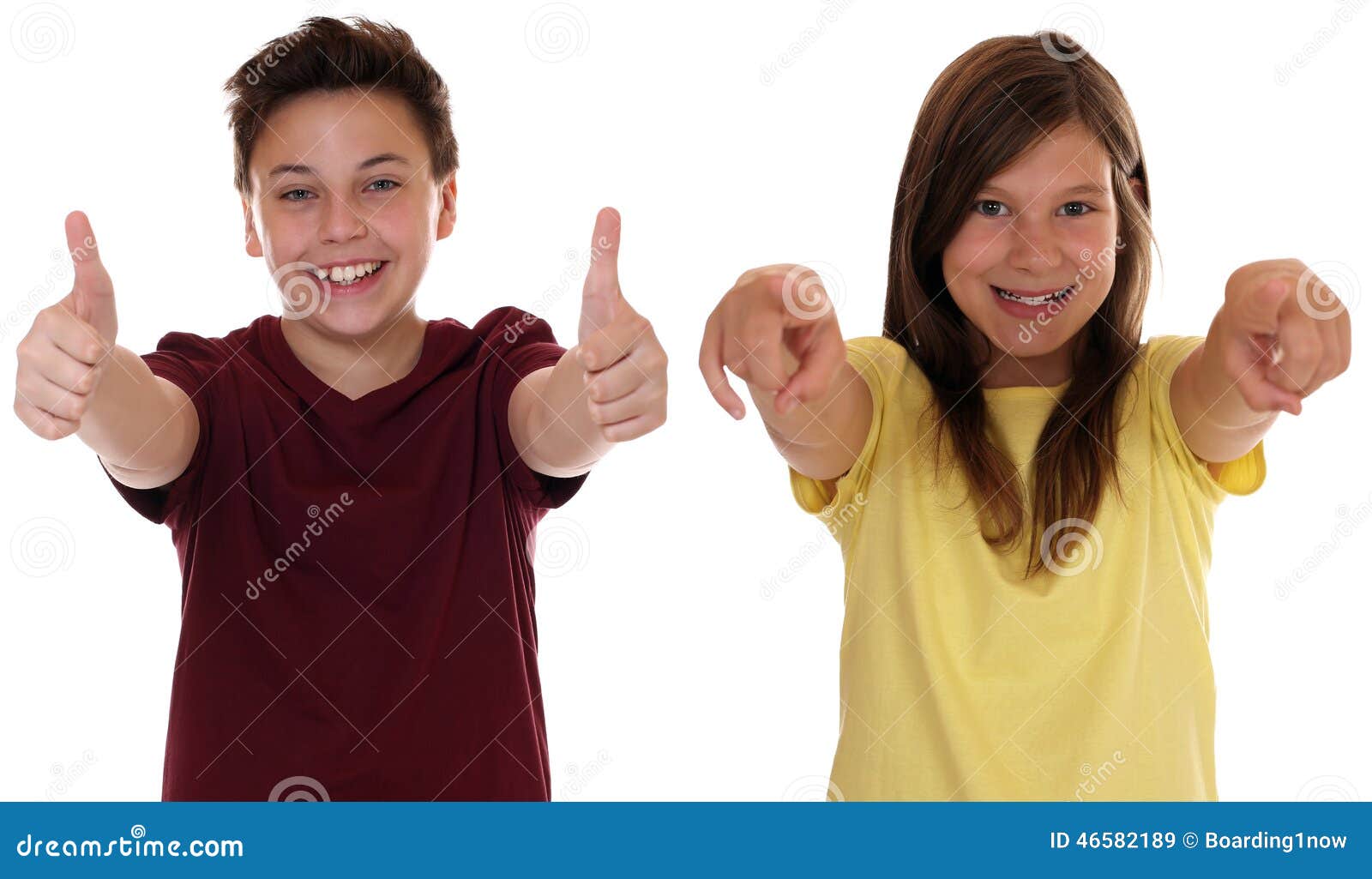 Successful Smiling Children Showing Thumbs Up Stock Image - Image of ...