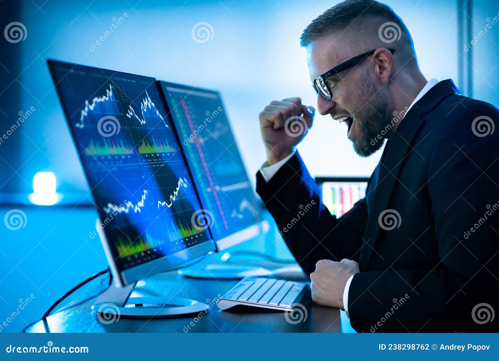 Successful Stock Market Trader Looking at Graphs Stock Photo - Image of ...
