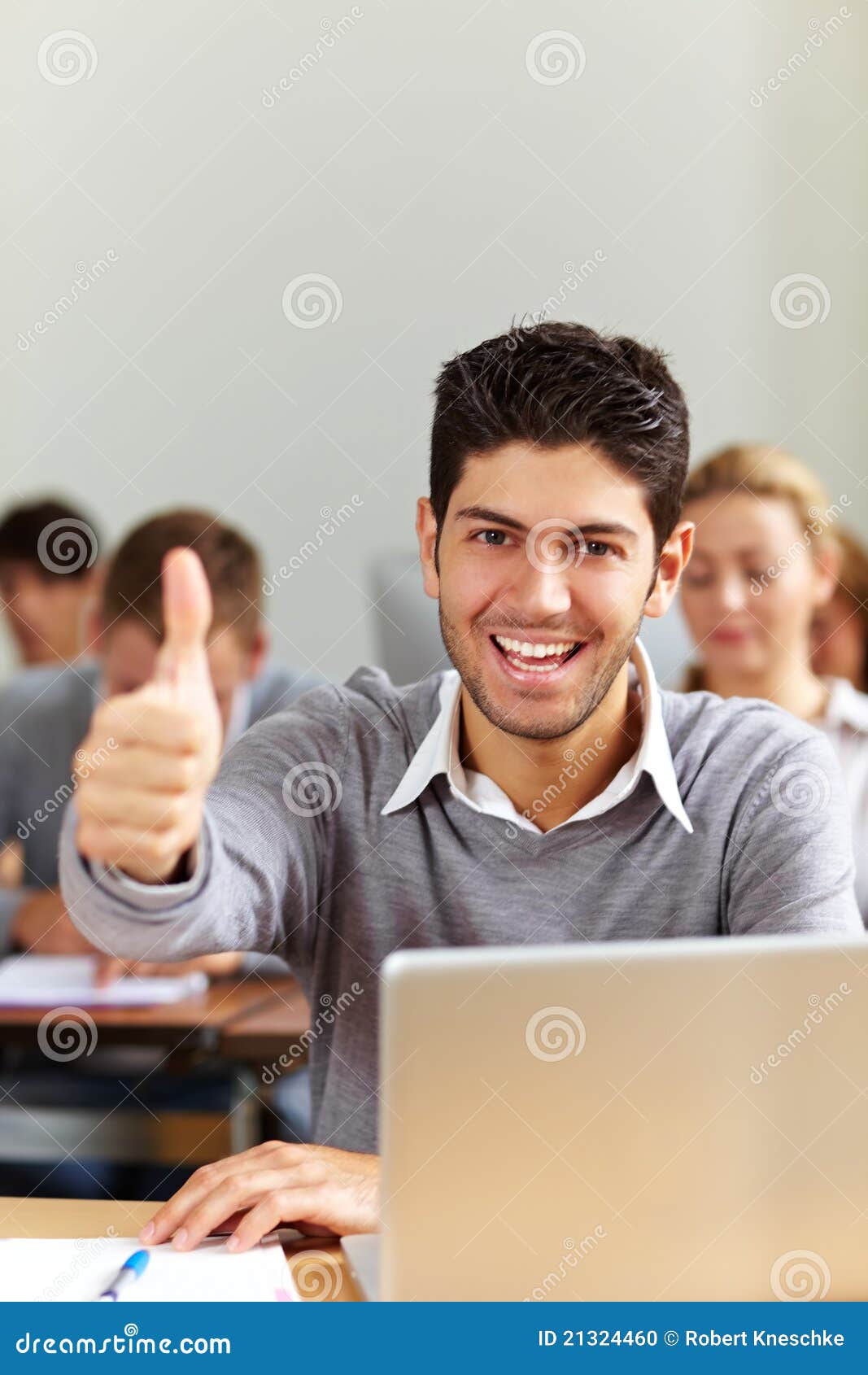 Successful Student at Laptop Stock Photo - Image of people, school ...