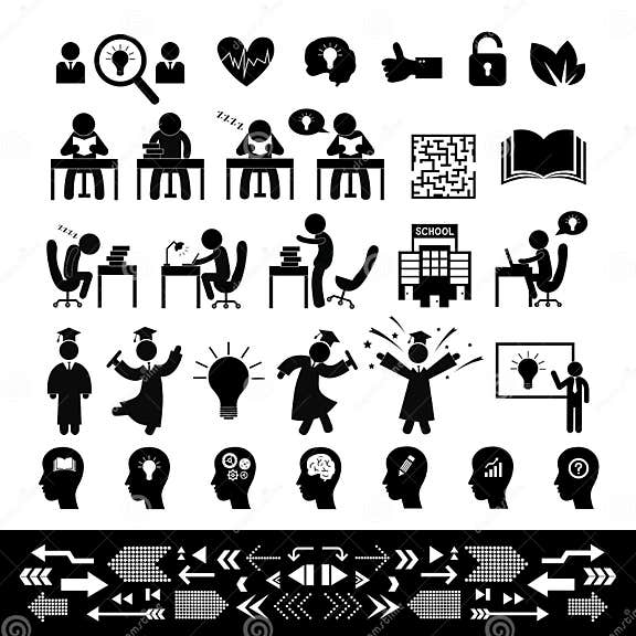 Successful Study Symbol Set Stock Vector - Illustration of icon ...