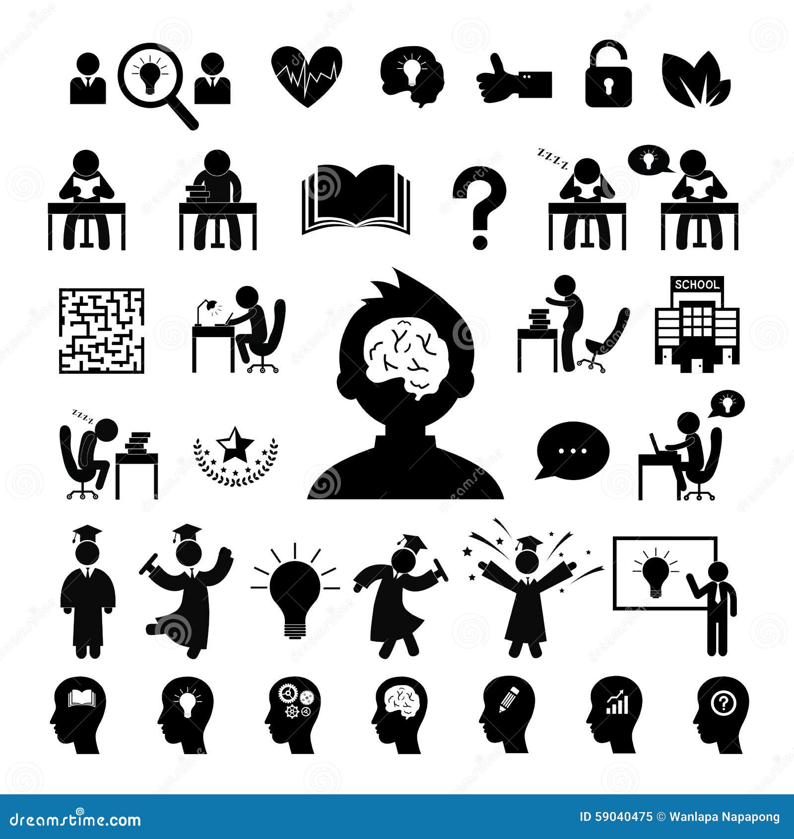Successful Study Symbol Set Stock Vector - Illustration of student ...