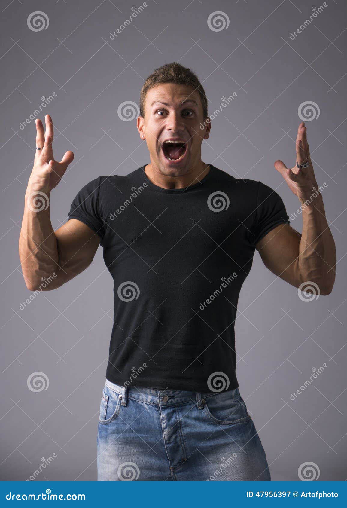 Successful Surprised Man Shouting for Joy Stock Image - Image of person ...