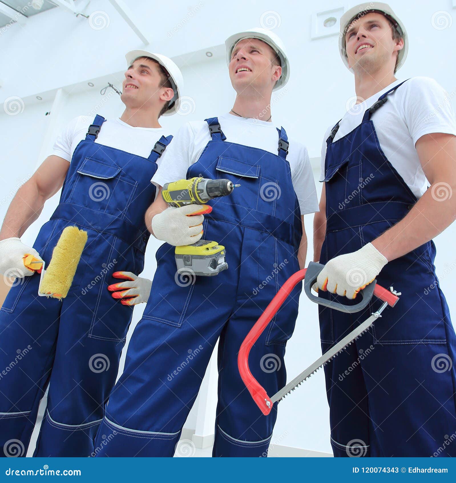 Professional Team of Builders with Tools Stock Image - Image of ...