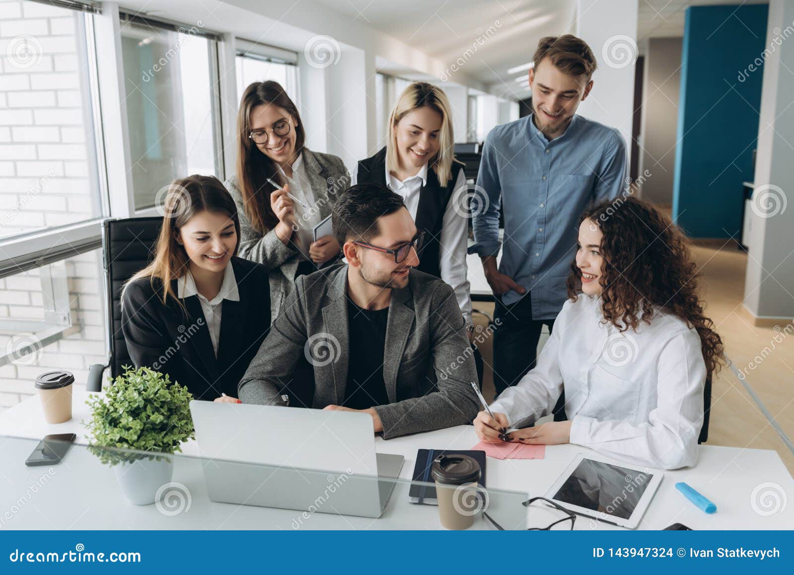 Successful Team. Group of Young Business People Working and ...