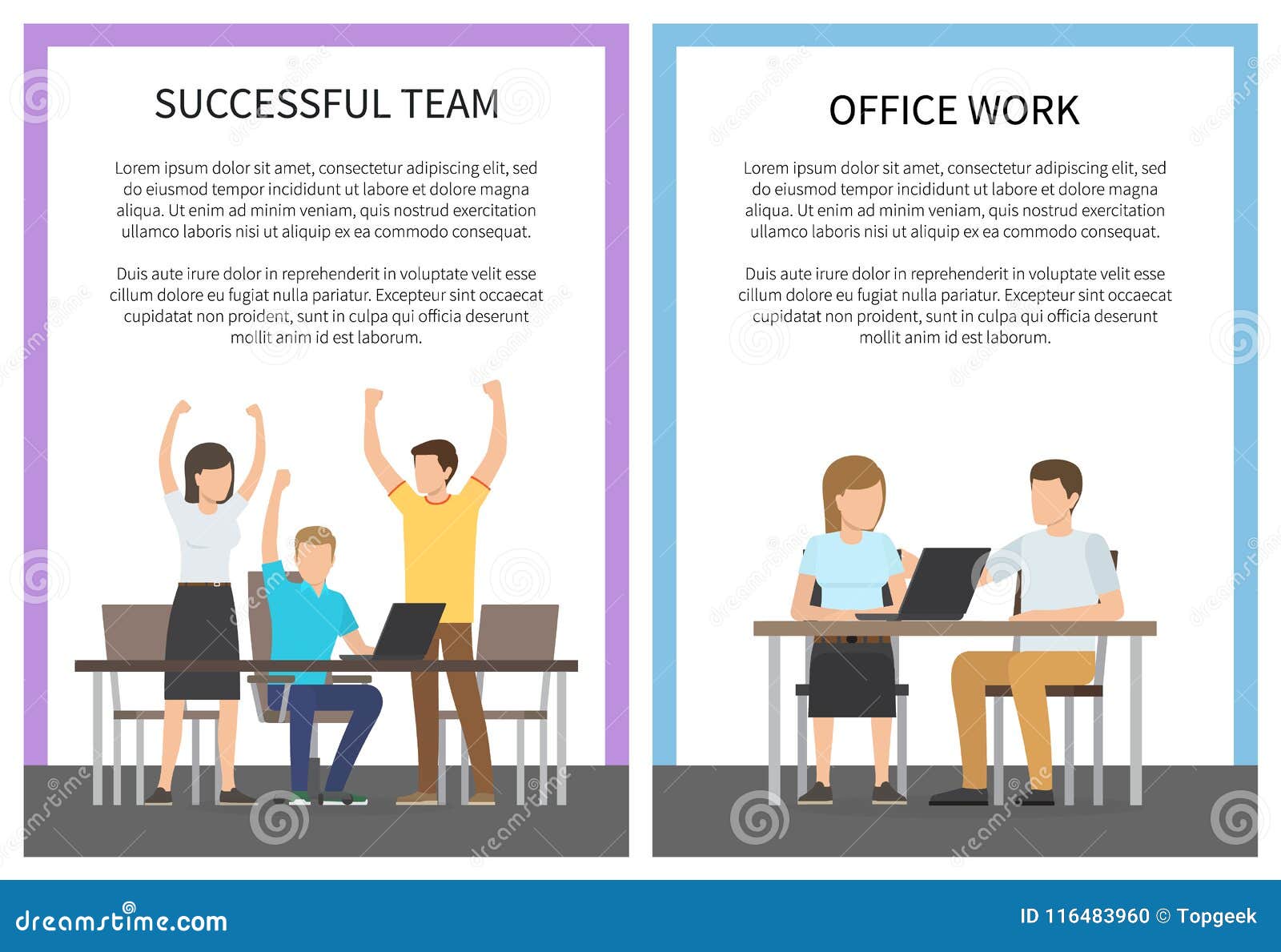 Successful Team Office Work Vector Illustration Stock Vector ...