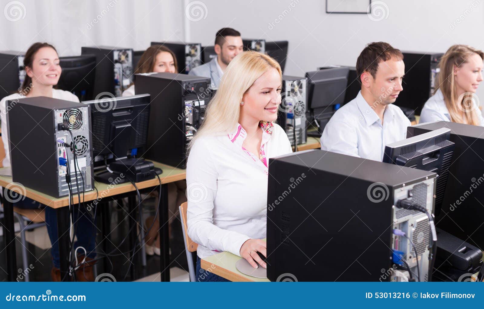 Successful Team at the PC in Office Stock Photo - Image of confident ...