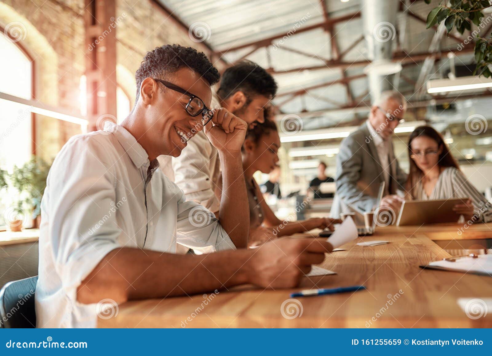 Successful Team at Work. Group of Business People Working Together and ...