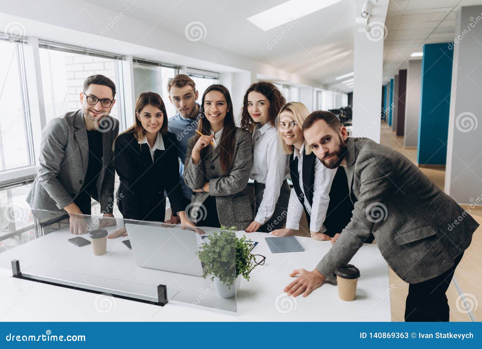 Successful Team at Work. Group of Young Business People Working and ...