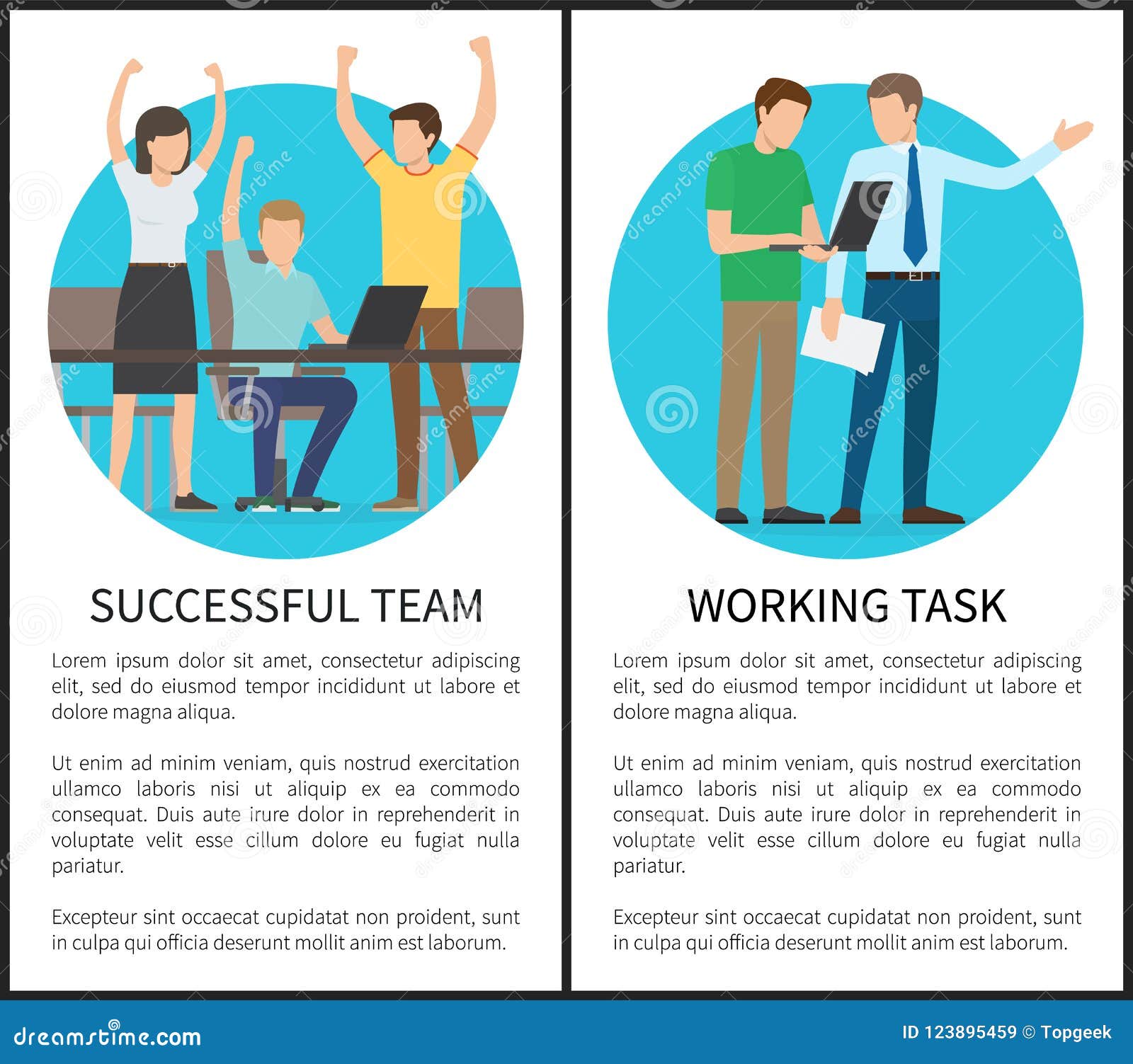 Successful Team Working Task Vector Illustration Stock Vector ...