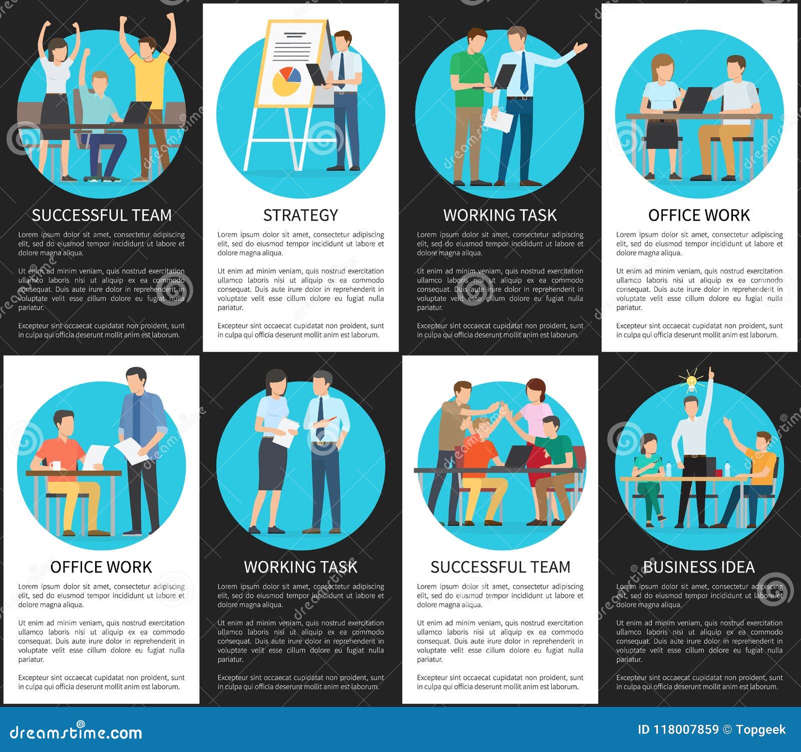 Successful Teams Work on Business Ideas Posters Stock Vector ...