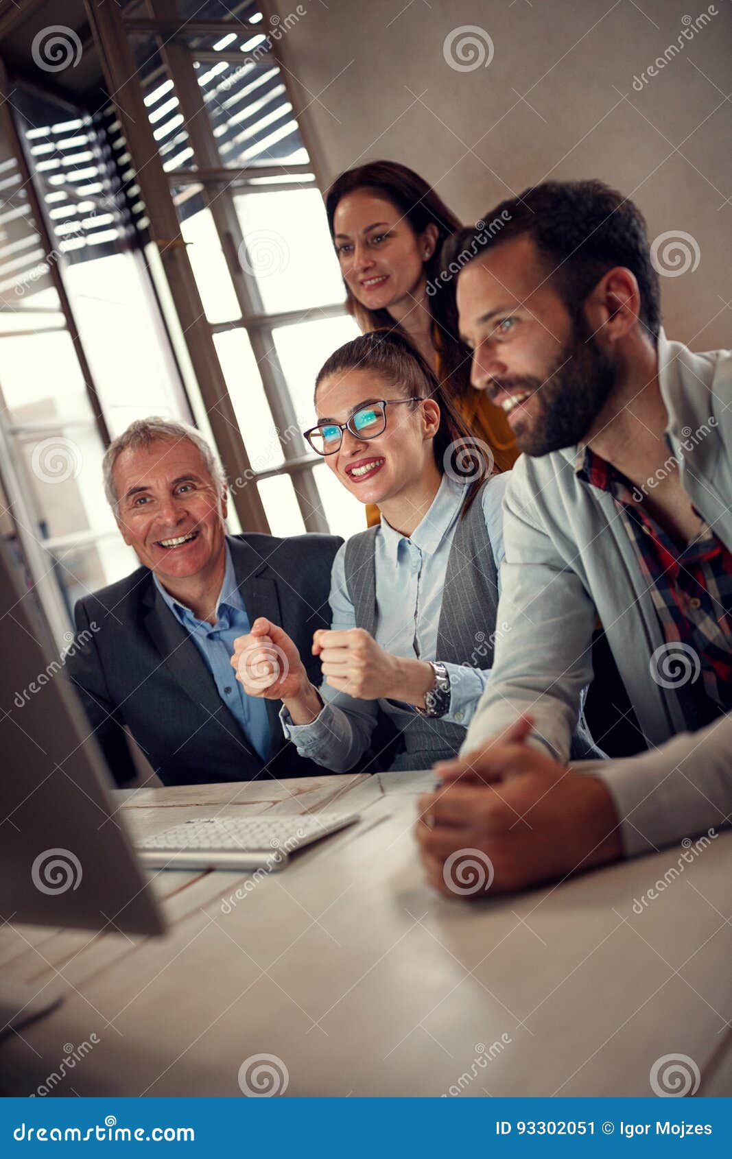 Successful Teamwork-Business Workers Cheering Stock Image - Image of ...