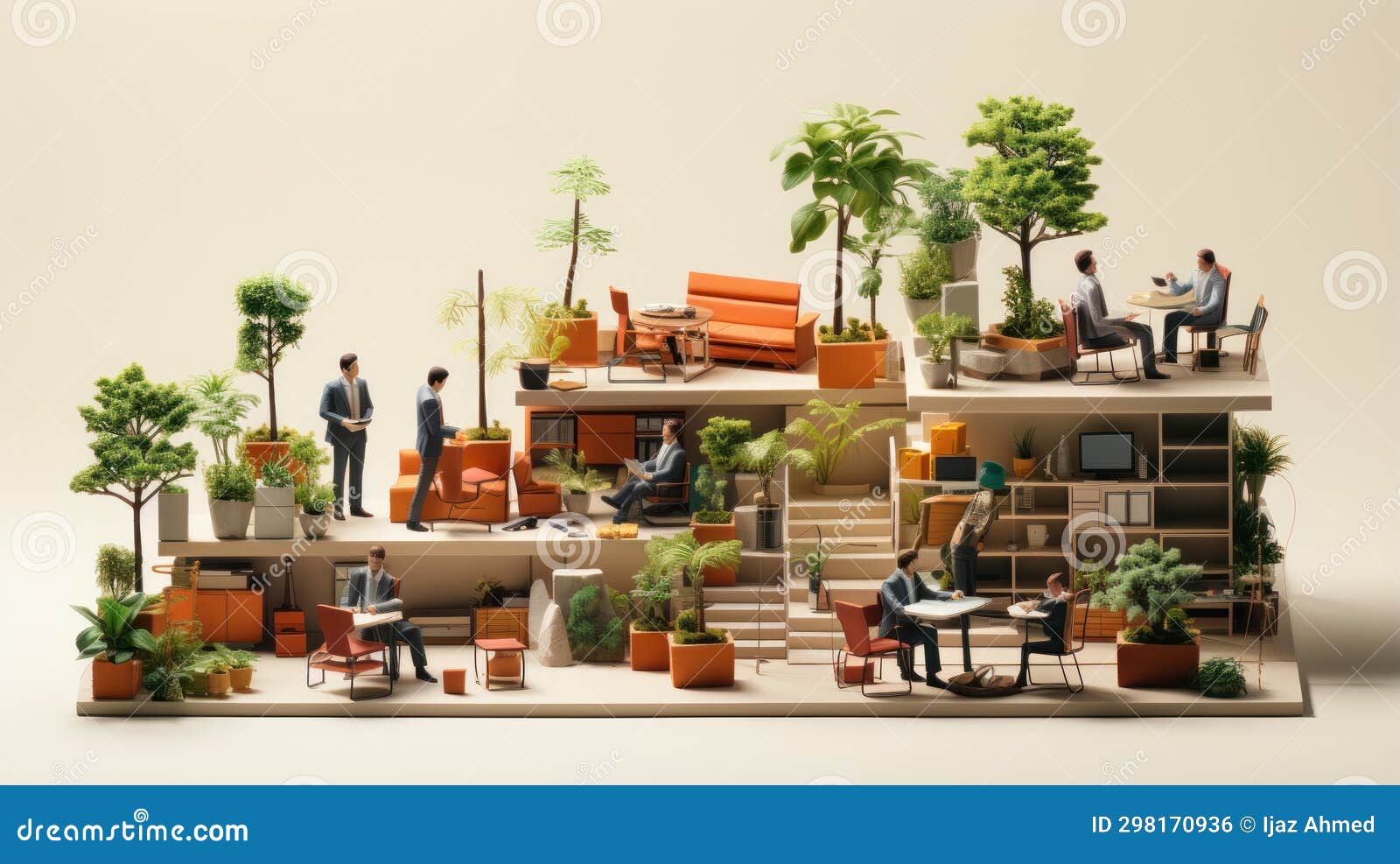 Successful Teamwork in a Modern Office Environment Stock Illustration ...