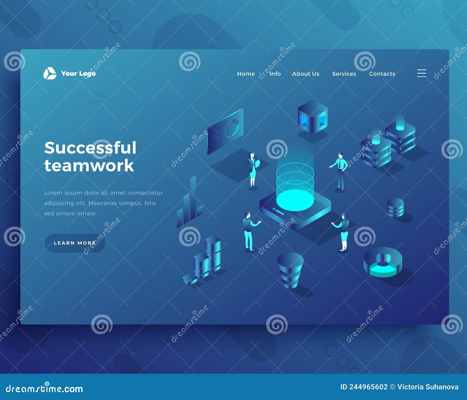 Successful Teamwork Office People Characters and Interact with Computer ...