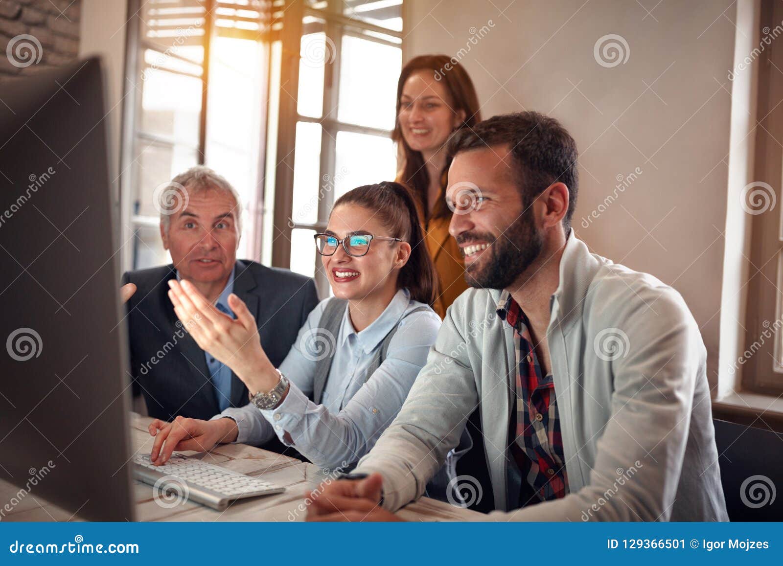 Successful Teamwork-smiling Business Workers Cheering Stock Image ...