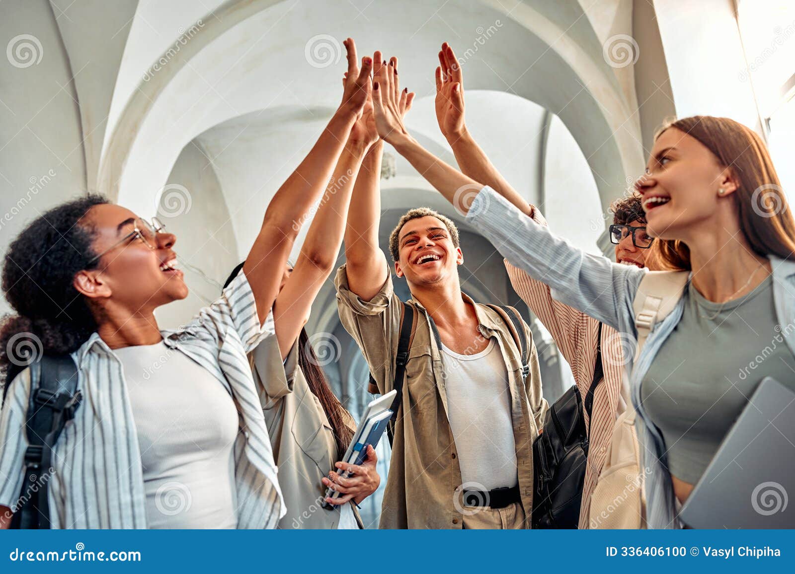 Successful Teamwork of Students. Stock Photo - Image of hand ...