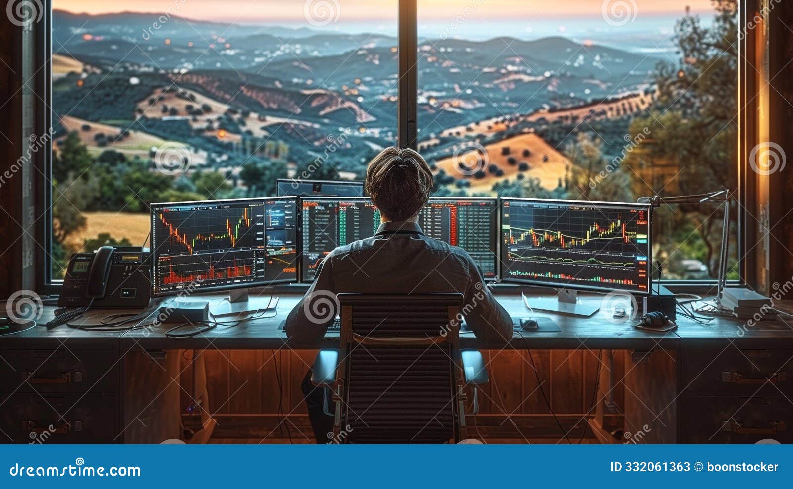 Successful Trader in Home Office with Advanced Trading Setups and ...