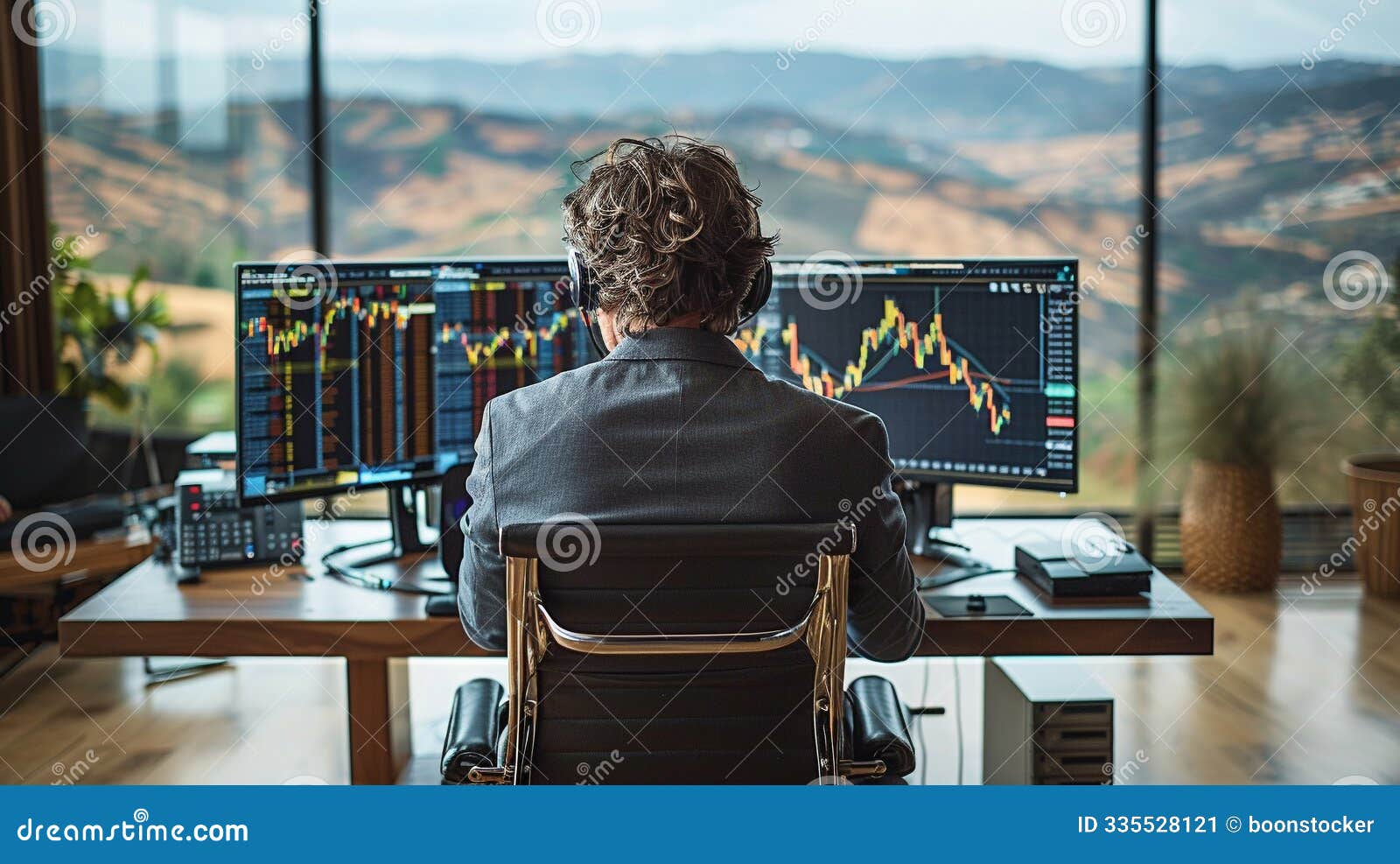 Successful Trader in Home Office with Advanced Trading Setups and ...