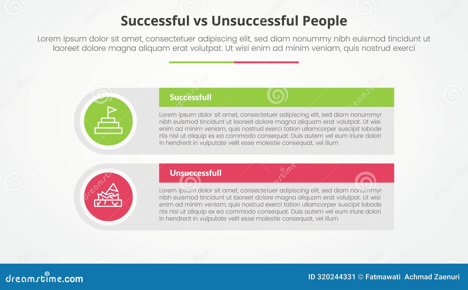 Successful Vs Unsuccessful Comparison Opposite Infographic Concept for ...