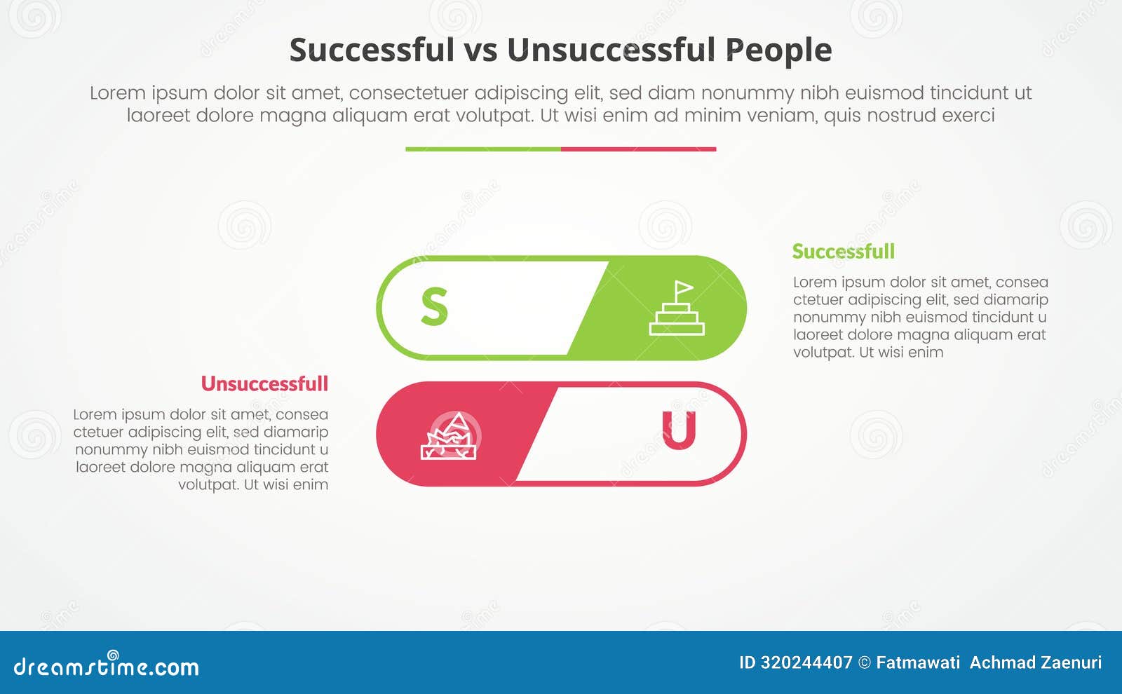 Successful Vs Unsuccessful Comparison Opposite Infographic Concept for ...