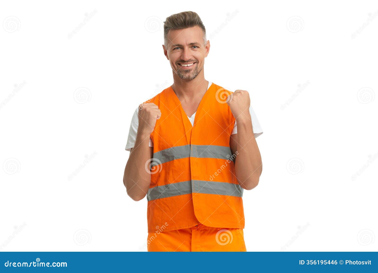 Successful Workman on White. Professional Occupation. Man Builder ...