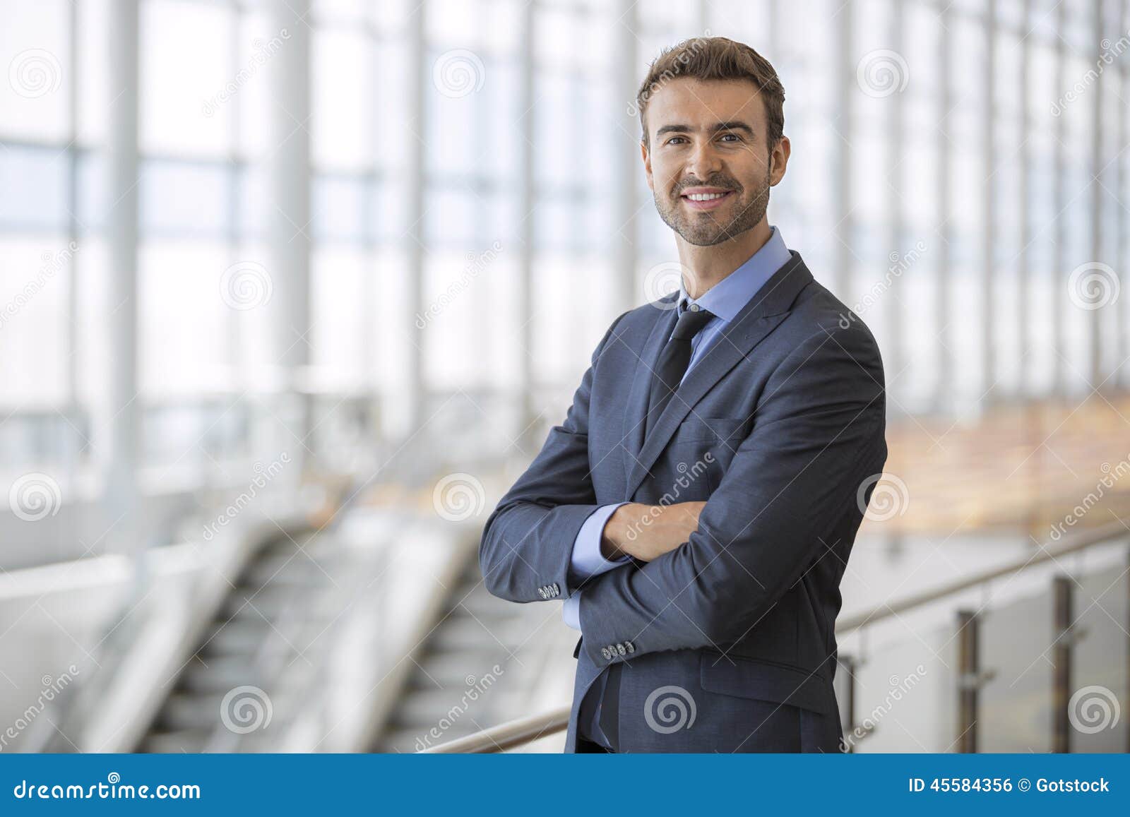 Successful Young Executive in Modern City Office Building Stock Photo ...