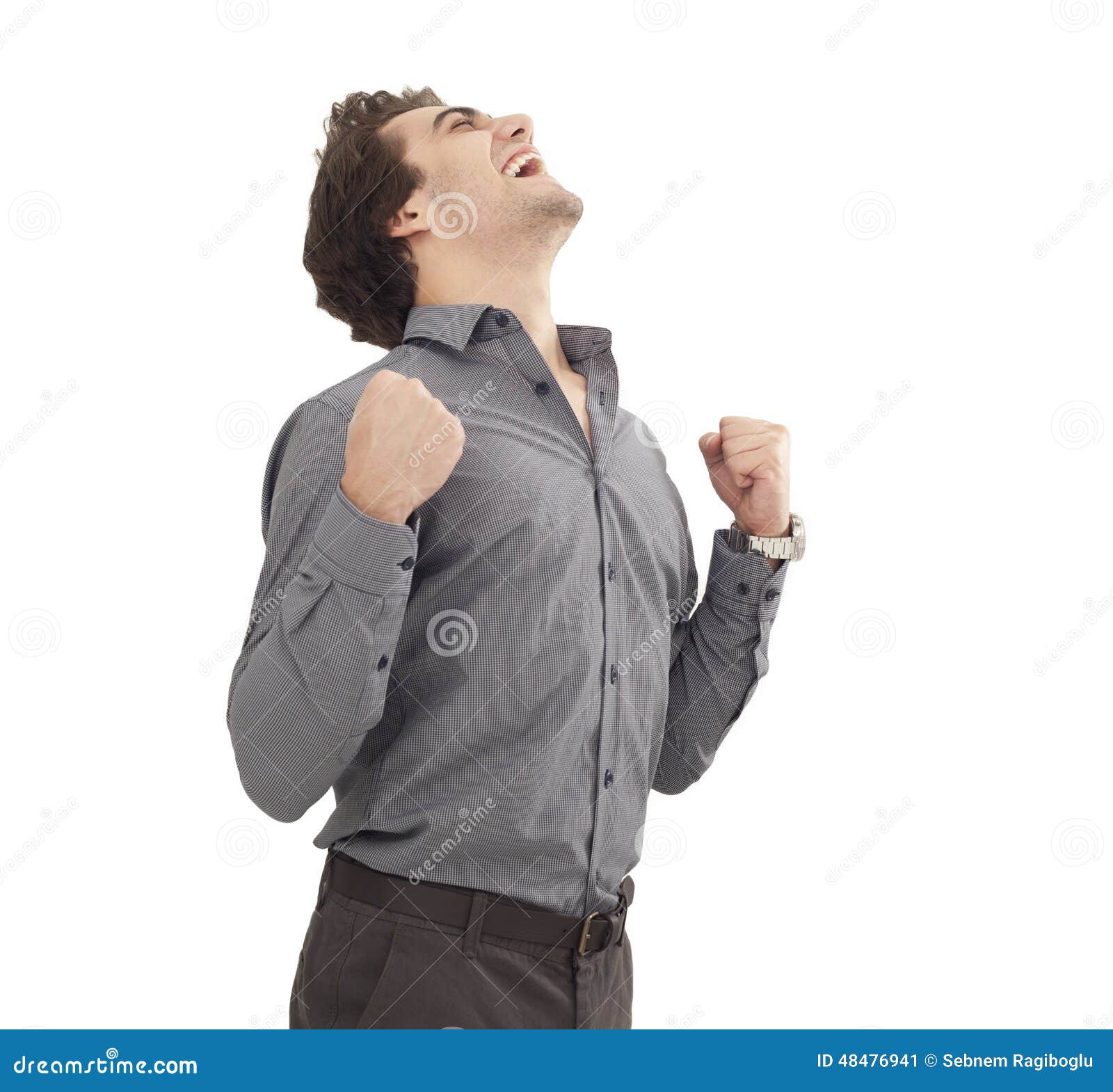 Successful Young Man Arms Up Stock Image - Image of fists, rejoice ...
