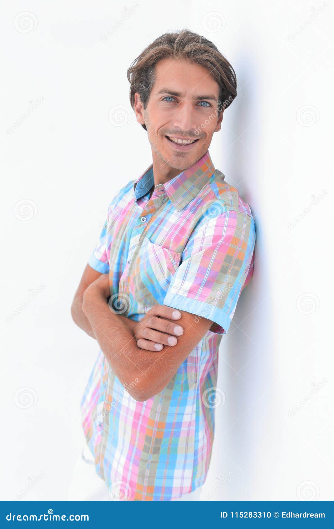 Successful Young Man Leaning on Wall Stock Photo - Image of ...